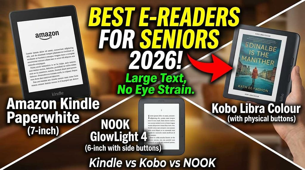 Best E-Readers for Seniors 2026: Large Text, No Eye Strain